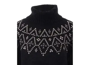 Alpha Studio Studded High-neck Knitted Sweater