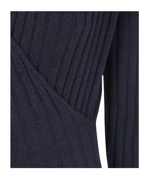 Liviana Conti Ribbed-knit Wrap-style Sweater - Black
