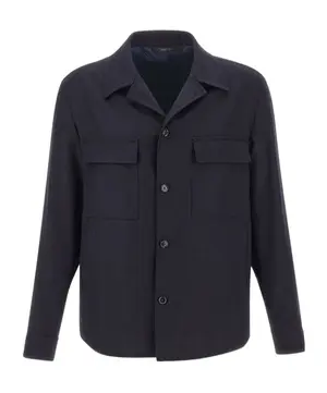 BRIGLIA 1949 Long-sleeve Button-up Jacket - Dark Blue