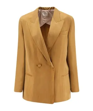 ALYSI Double-breasted Peak Lapel Blazer - Yellow