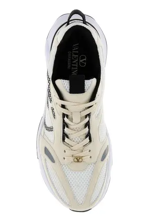 Valentino Garavani Round Toe Lace-up Sneakers - Ivory