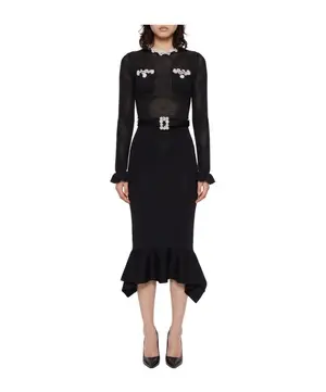 SELF-PORTRAIT Embellished Long-sleeved Fishtail Dress