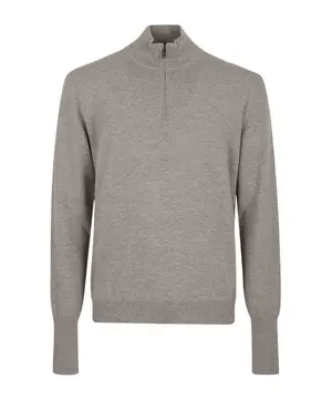BALLANTYNE Half Zip Mock Neck Sweater - Lightbeige