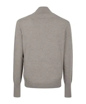BALLANTYNE Half Zip Mock Neck Sweater - Lightbeige