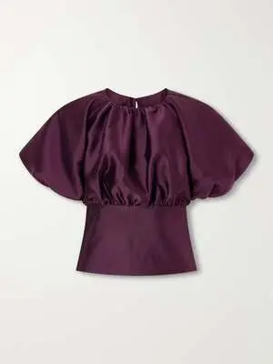 SELF-PORTRAIT Gathered Taffeta Top
