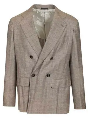 Giorgio Armani Double-breasted Linen Blend Blazer