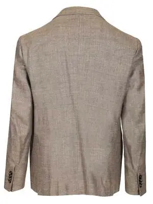 Giorgio Armani Double-breasted Linen Blend Blazer