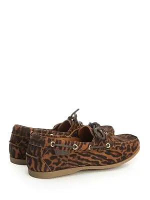 TOM FORD Ocelot Print Suede Boat Shoes - Multicolor