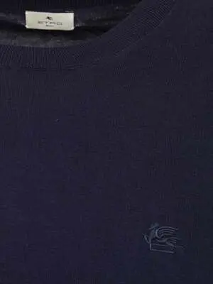 Etro Cotton Crew Neck Sweater With Embroidered Logo