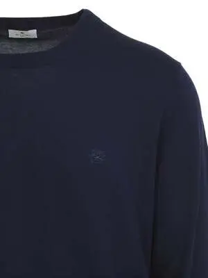 Etro Cotton Crew Neck Sweater With Embroidered Logo
