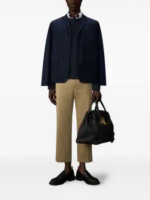 Thom Browne Ribbed Cotton Sweater With Signature Stripes - Blue