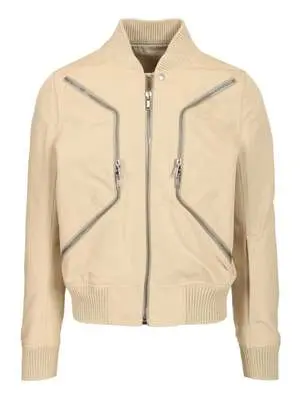 Rick Owens Heizer Flight Jacket In Organic Cotton - Cream