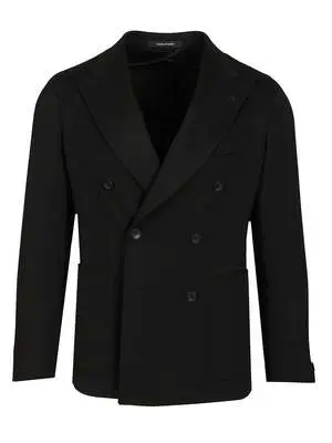 Tagliatore Double-breasted Wool And Cashmere Blazer - Black
