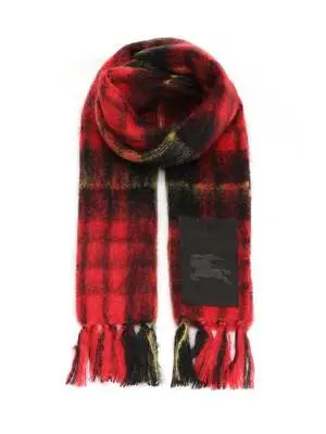 Burberry Check Wool And Mohair Scarf - Red