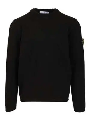 Stone Island Micro-knit Cotton Crewneck Sweater - Black