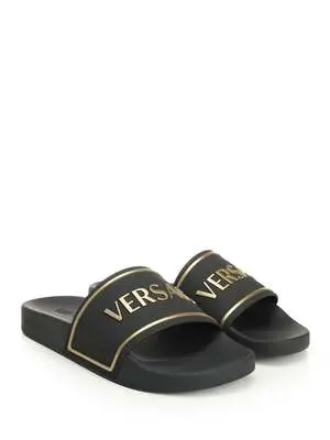 Versace Rubber Slides - Black