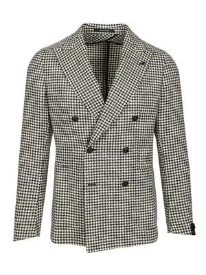 Tagliatore Double-breasted Houndstooth Blazer - Black