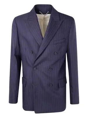 GOLDEN GOOSE Double-breasted Blazer In Pinstriped