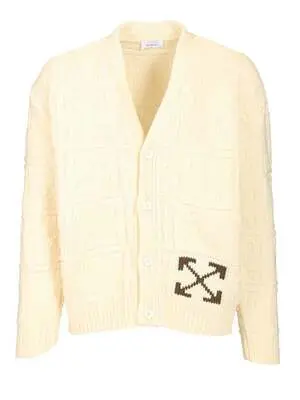 Off-White Arrow 3d Wool Cardigan - Cream