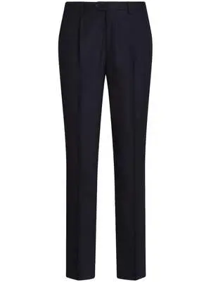 Etro Trousers In Stretch Wool - Blue