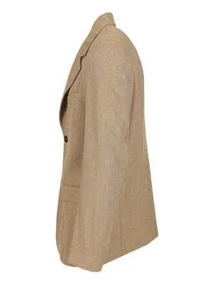GOLDEN GOOSE Single-breasted Chevron Linen Blend Blazer