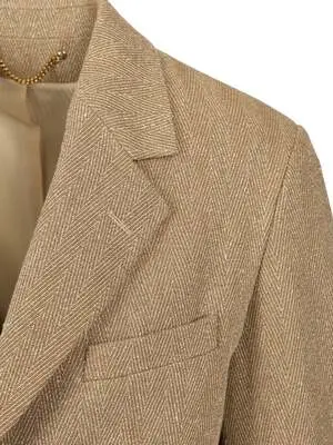 GOLDEN GOOSE Single-breasted Chevron Linen Blend Blazer