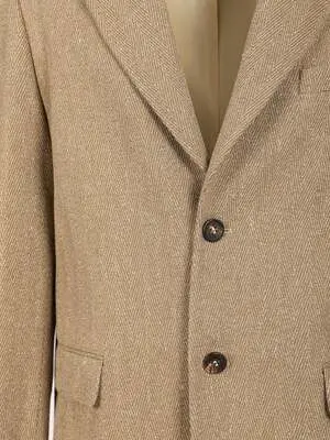 GOLDEN GOOSE Single-breasted Chevron Linen Blend Blazer