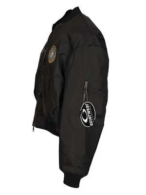Balenciaga Nylon Bomber Jacket With Logo Patch
