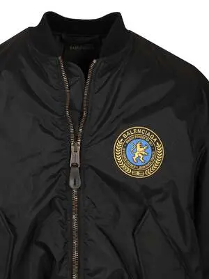 Balenciaga Nylon Bomber Jacket With Logo Patch