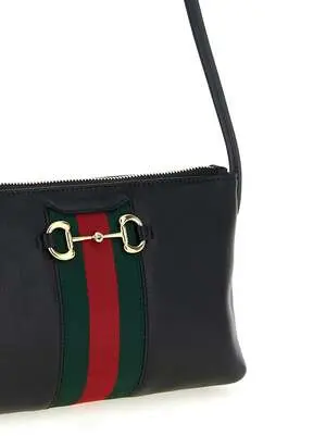Gucci Horsebit Web' Shoulder Bag - Black