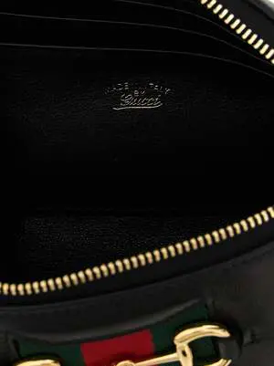 Gucci Horsebit Web' Shoulder Bag - Black