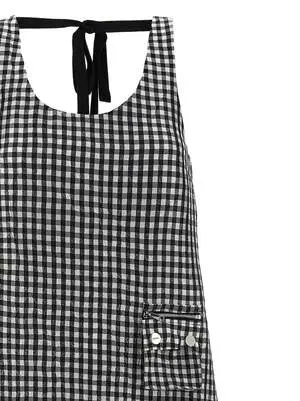 GANNI Crinkled Check Long Dress