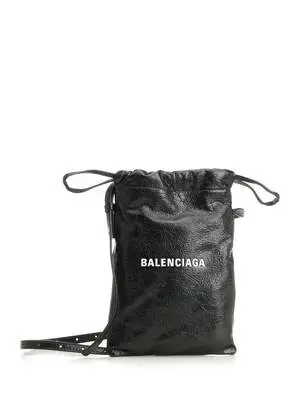 Balenciaga Lamb Skin Shopper Phone Holder - Black