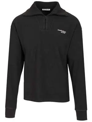 Acne Studios Half-zip Sweatshirt With Logo - Black