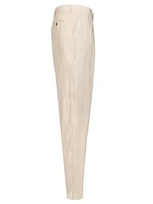 Giorgio Armani Double Pleated Pinstriped Linen Trousers