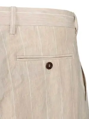 Giorgio Armani Double Pleated Pinstriped Linen Trousers