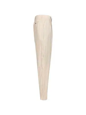 Giorgio Armani Double Pleated Pinstriped Linen Trousers