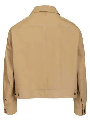 Celine Cotton Jacket With Embroidered Triomphe Logo - Cream