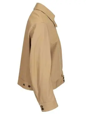 Celine Cotton Jacket With Embroidered Triomphe Logo - Cream