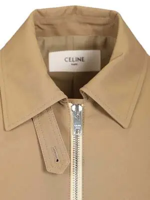 Celine Cotton Jacket With Embroidered Triomphe Logo - Cream