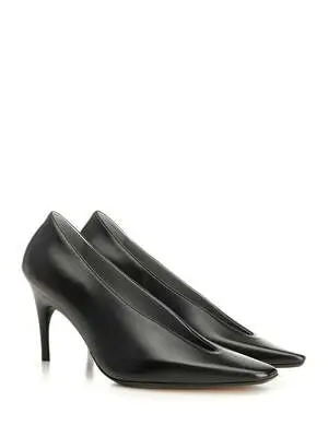 Balenciaga Duchesse" Asymmetrical Toe Leather Pumps - Black