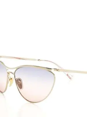 Chloé Cat Eye Sunglasses With Soft Gold Metal Frame - Blue