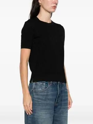 Fendi Ff Monogram Cotton-viscose Knit Sweater With Side Slits - Black