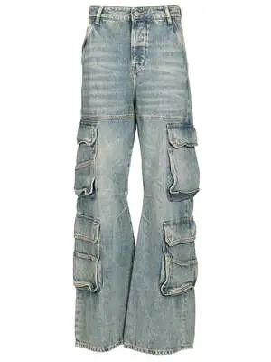 DIESEL® Relaxed Low Waist Wide Leg Cargo Jeans - Blue