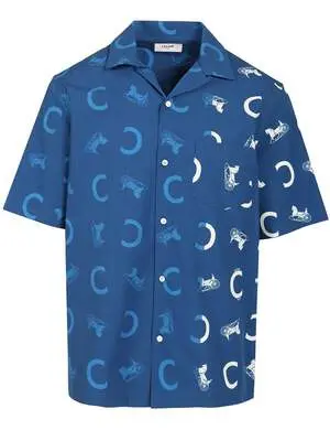 Celine Cotton Bowling Shirt - Blue