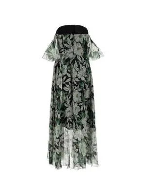 Loewe Long Floral Print Off-the-shoulder Dress - Multicolor