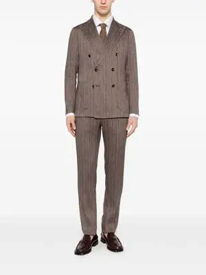 Tagliatore Monecarlo Double-breasted Suit In Linen Blend