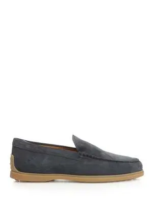TOD'S Suede Leather Moccasin Slipper - Blue