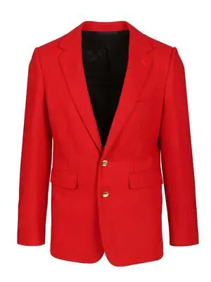 Celine Tailored Blazer In Lined Wool Flannel - Red