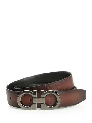 FERRAGAMO Reversible And Adjustable Gancini Belt - Black
